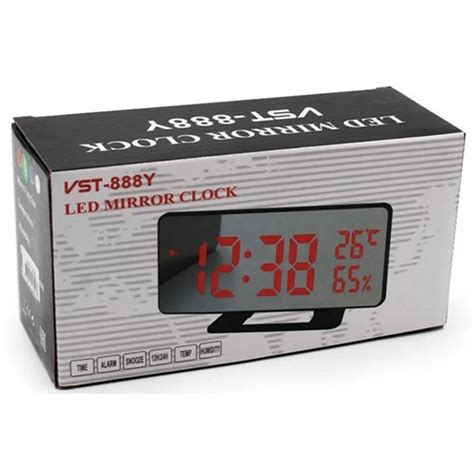 Настольные часы Vst 888y 4 зеркальные отложенный будильник дата температура влажность 7986