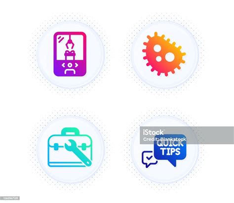 박테리아 도구 케이스 및 크레인 발톱 기계 아이콘 세트 빠른 팁 기호 벡터 갈고리 발톱에 대한 스톡 벡터 아트 및 기타 이미지 갈고리 발톱 고급 교육 Istock