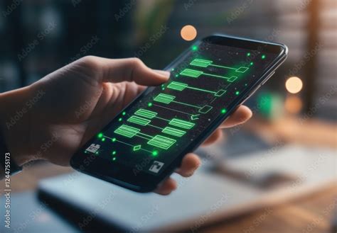 Mobile Workflow Optimization A Hand Holds A Smartphone Displaying A