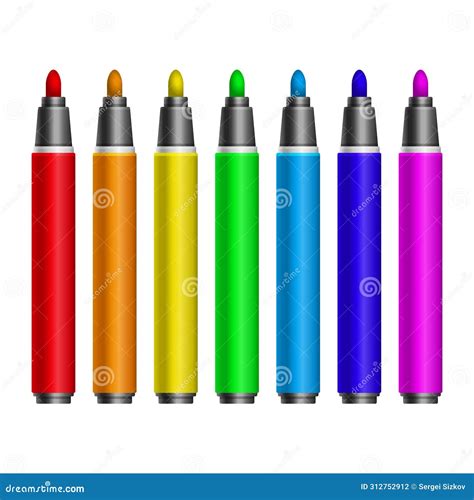 Color Marker Pens Set On White Background Vector Stock Vector