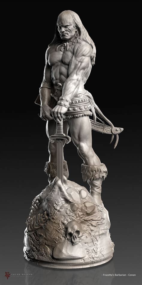 Frazettas Barbarian Conan 3d Art By By Caleb Nefzen Zbrushtuts