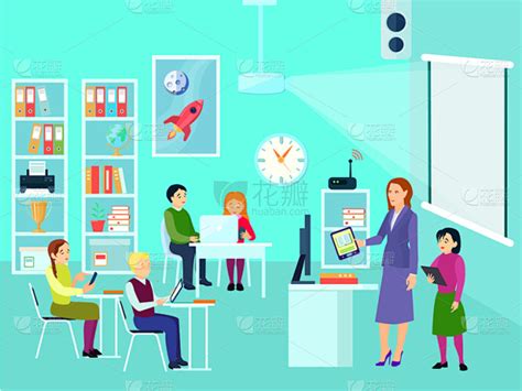 教室 现代 华丽的 技术 女人 设备用品 儿童 构图 教育 训练