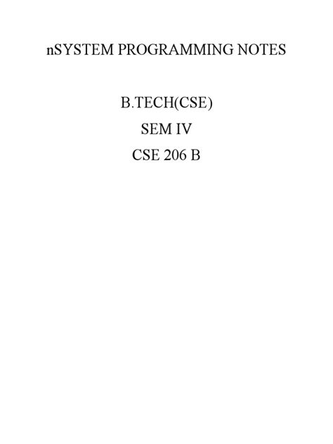 Notes Of System Programming Pdf Assembly Language Macro Computer