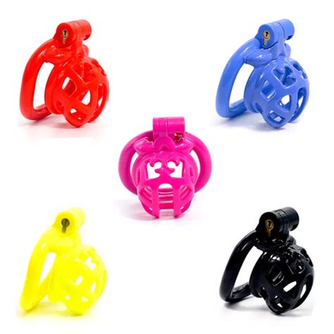 New Resin Male Chastity Device Small Cage For Men Short Bird Lock Belt 4 Rings 7220 Picclick Au