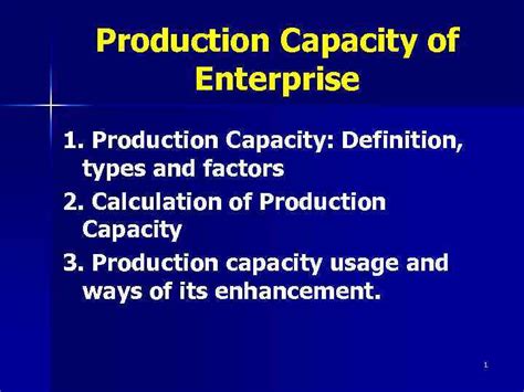 Production Capacity Of Enterprise Production Capacity Definition