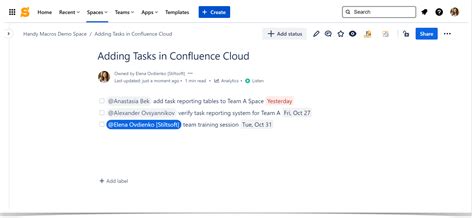 Task Reporting In Confluence Cloud Stiltsoft