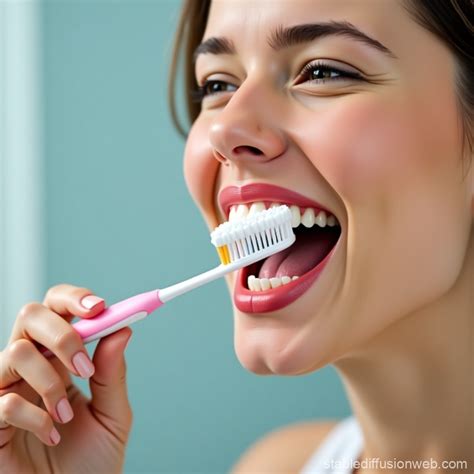 Woman Brushing Teeth Stable Diffusion Online