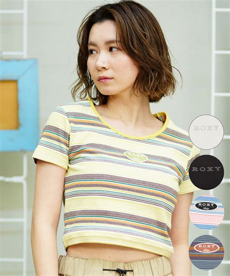 【楽天市場】roxy ロキシー レディース 半袖 Tシャツ クルーネック ショート丈 クロップ ミニ チビ Rst242613t：ムラサキ