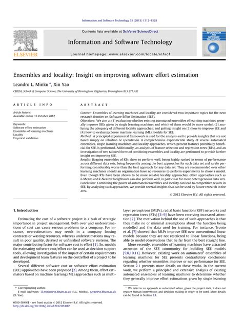 Pdf Ensembles And Locality Insight On Improving Software Effort Estimation