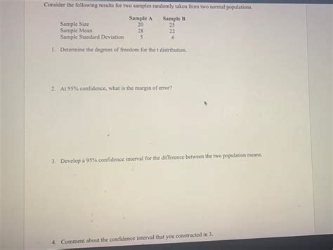solved consider the following results for two samples