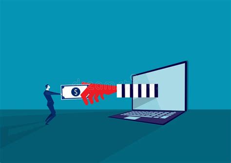 Thief Hacker Stealing Sensitive Password From Atm Machine Phishing Atm Skimming Cartoon