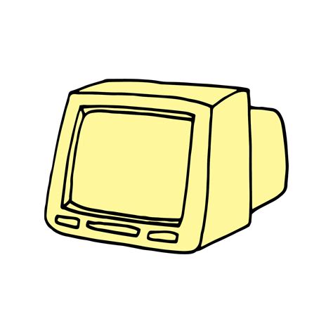 Drawing Of A Vintage Monitor In Sketch Style Vector Illustration In Vintage Computer Doodle