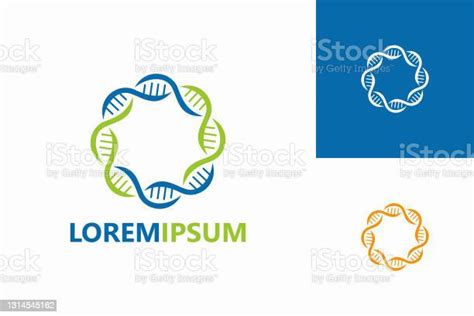 서클 Dna 로고 템플릿 디자인 벡터 엠블럼 디자인 컨셉 크리에이티브 심볼 아이콘 Dna에 대한 스톡 벡터 아트 및 기타 이미지