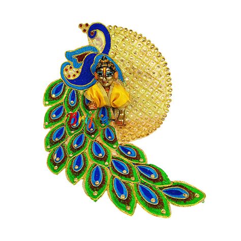 Yellow Peacock Design Embroidery Stone Work Brijya