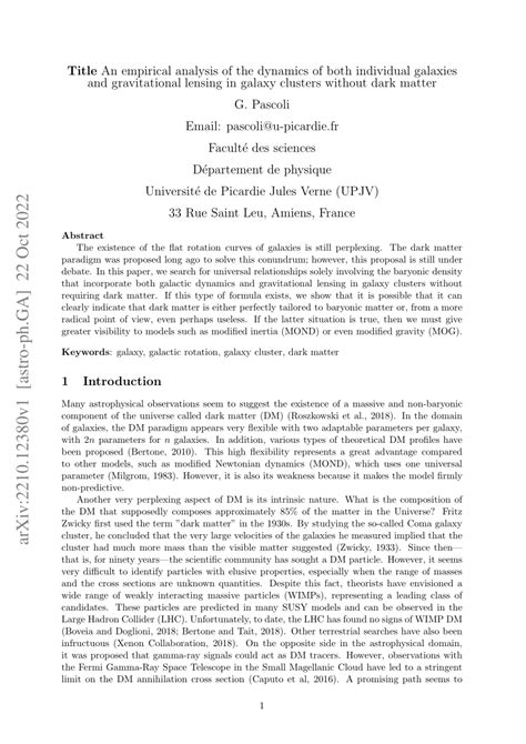 Pdf An Empirical Analysis Of The Dynamics Of Both Individual Galaxies And Gravitational