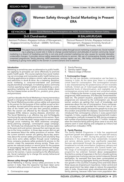 PDF INDIAN JOURNAL OF APPLIED RESEARCH X 275 Women Safety Through