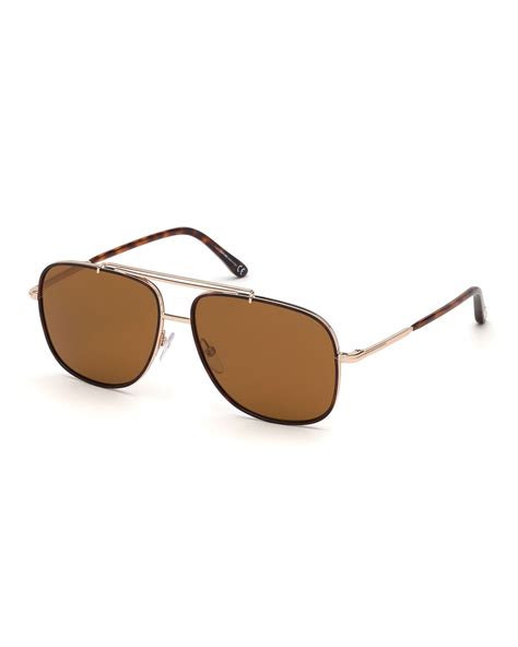 Tom Ford Men S Sunglasses Bradford Shiny Rose Gold Frame Green Lens