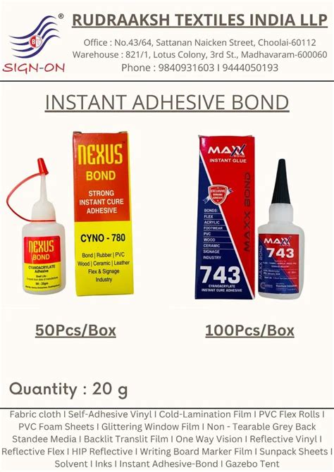 Sign On Cyanoacrylate Instant Glue Bond Bottle At Rs 21piece In Chennai