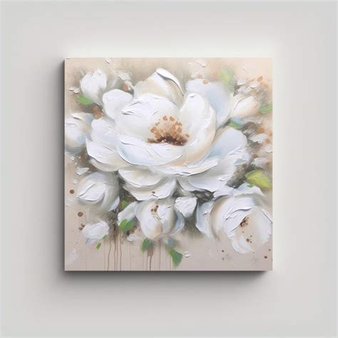 Cuadro Abstracto Con 9 Finas Líneas Blancas En Camellias Sobre Fondo
