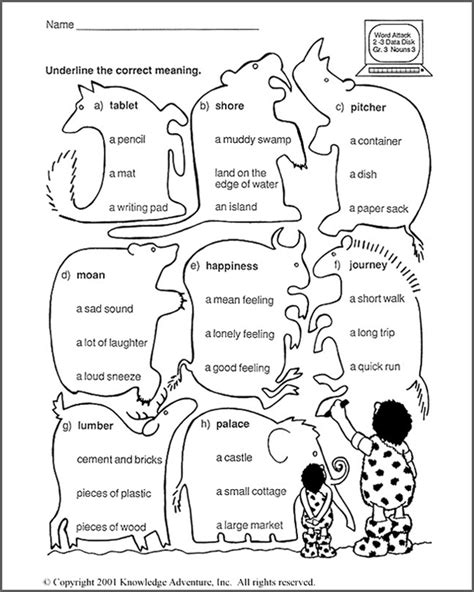 Third Grade Language Arts Worksheets