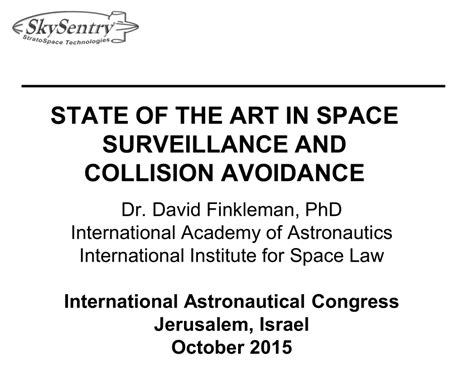 pdf space surveillance and collision avoidance state of the art