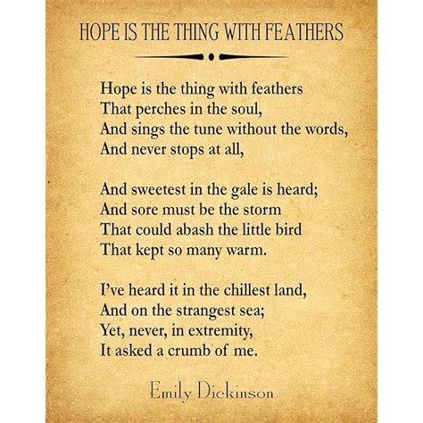 Buy Hope Is The Thing With Feathers By Emily Dickinson Poem Emily