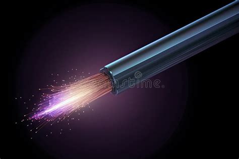 Glowing Optical Fiber Cable Or Wire Realistic Vector Fiber Optics Future Technologies Speed