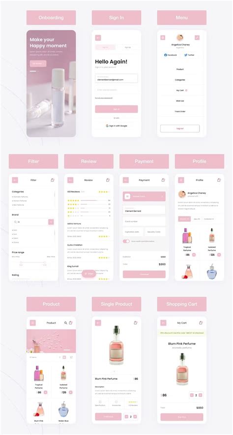 Perfume Shop App Mobile App UI Template FIG SKETCH XD In 2024 Ios