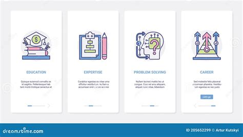 Business Career Education Problem Solving Ux Ui Onboarding Mobile App Page Screen Set Stock