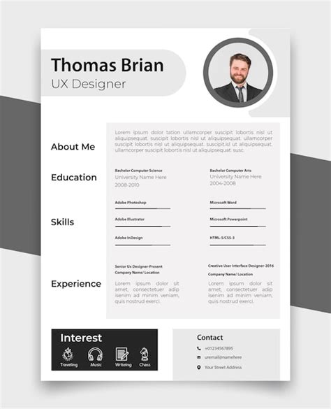 Чистый и современный портфель резюме Премиум векторы