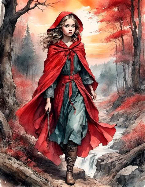 Download Little Red Riding Hood Girl Forest Royalty Free Stock