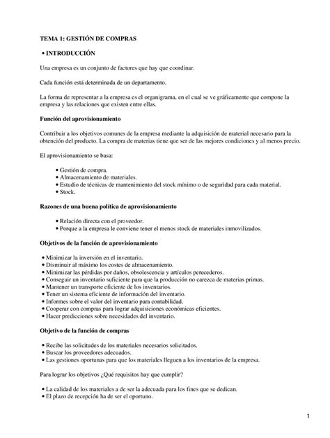 Gestión De Compras Apuntes Management Apuntes De Gestión De