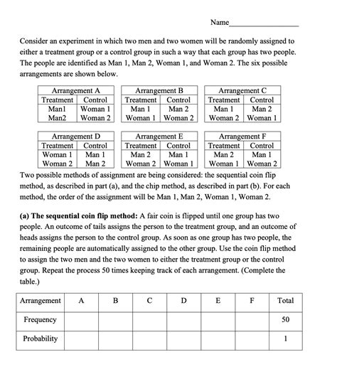 Name Consider An Experiment In Which Two Men And Two Chegg Com