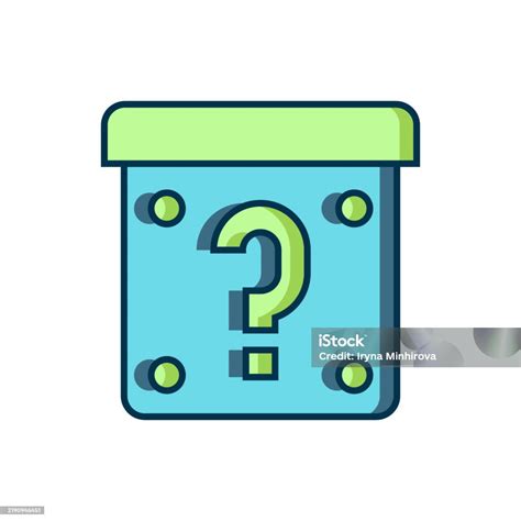 채워진 윤곽선 미스터리 상자 또는 흰색 배경에 고립 된 게임 아이콘에 대한 무작위 전리품 상자 물음표 알 수 없는 깜짝 상자 그림자가 있는 평면으로 채워진 윤곽선