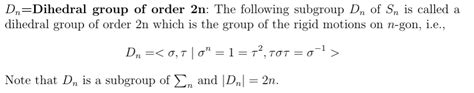 Solved Dndihedral Group Of Order 2n The Following Subgroup