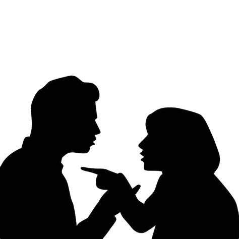 Pareja De Diseño Plano Discutiendo Silueta Vector Gratis