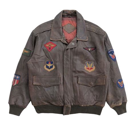 Vintage Vtg Type A2 Airbone With Patches Leather Army Design Jacket Grailed