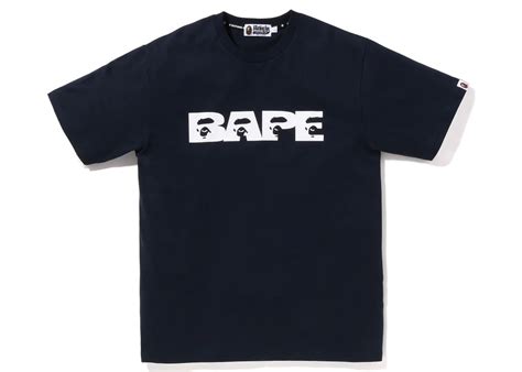 Bape Bape Logo Tee Navy Mens Fw22 Us