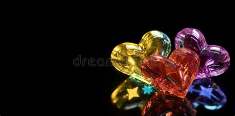 Vibrant Translucent Shapes Reflecting Light Produce A Lively Display On A Dark Surface Stock