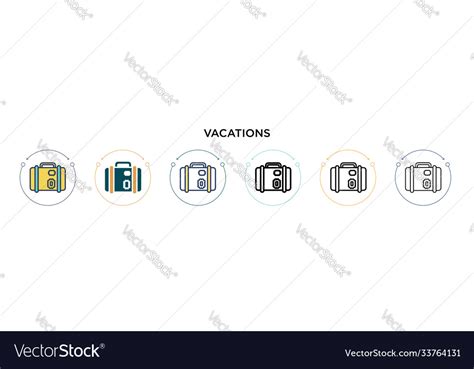 Vacations Icon In Filled Thin Line Outline Vector Image