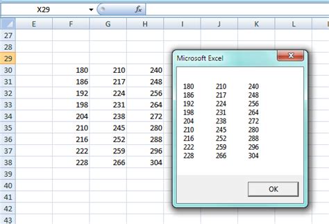 Vba How To Use Msgbox To Display 3X9 Range Of Cells With Both Text