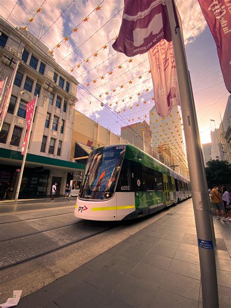 E Class Tram At Bourke Street Mall On A Warm Summers Sunset R