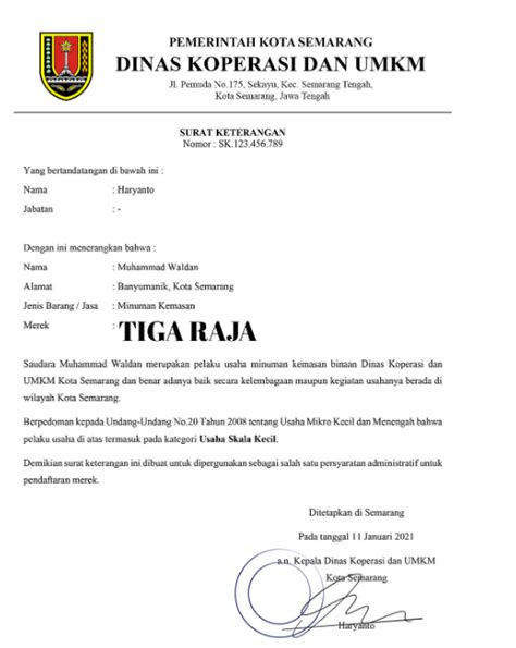 Contoh Surat Keterangan UMKM Usaha Mikro Dan Usaha Kecil Surat