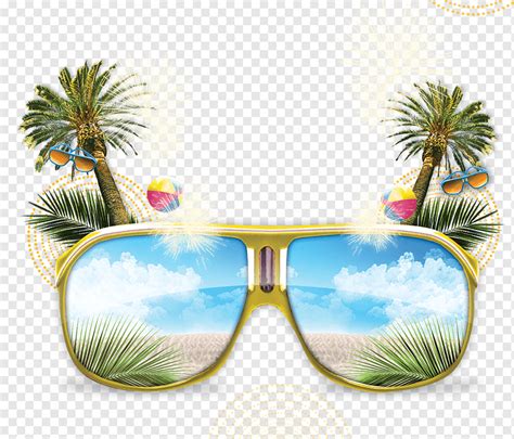 Gafas De Sol Y Arte De árboles Gafas De Sol Azul Playa Lentes Png