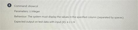 Solved Command Showcolparameters 1 ﻿integerbehaviour The