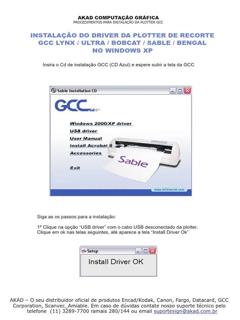 Instalação Do Driver Da Plotter Gcc Lynx Ultra Bobcat Sable Xp