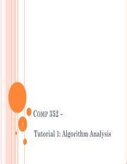 Tutorial 1 Pdf COMP 352 1 Tutorial 1 Algorithm Analysis 1 OUTLINE