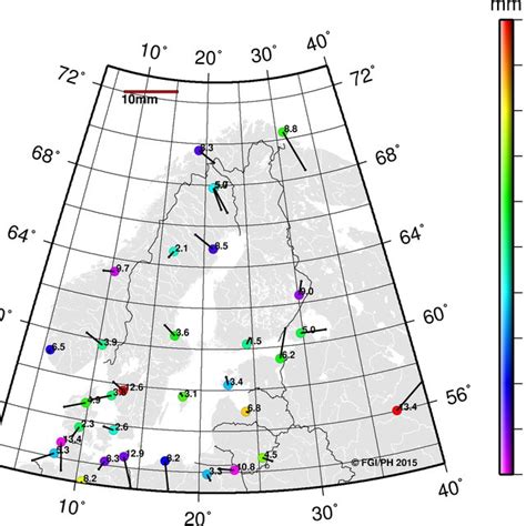 Coordinate Difference Nkg Etrf00 Minus National Etrs89 Coordinates
