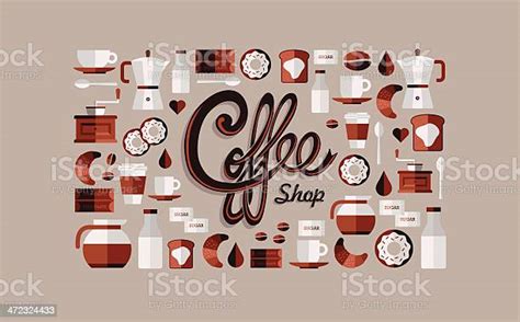 Coffe 쇼핑하다 아이콘 세트 갈색에 대한 스톡 벡터 아트 및 기타 이미지 갈색 뜨거운 음료 마실 것 Istock
