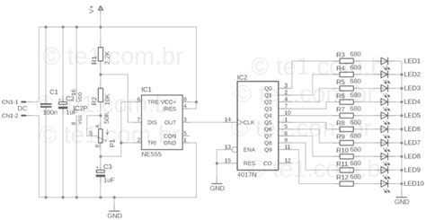 Sequential Led Flasher Using Ic 4017 And 555 Xtronic